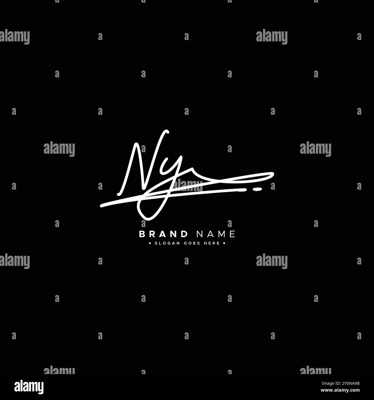 Initial Signature Logo for Letter NY - Vector Logo Template in ...