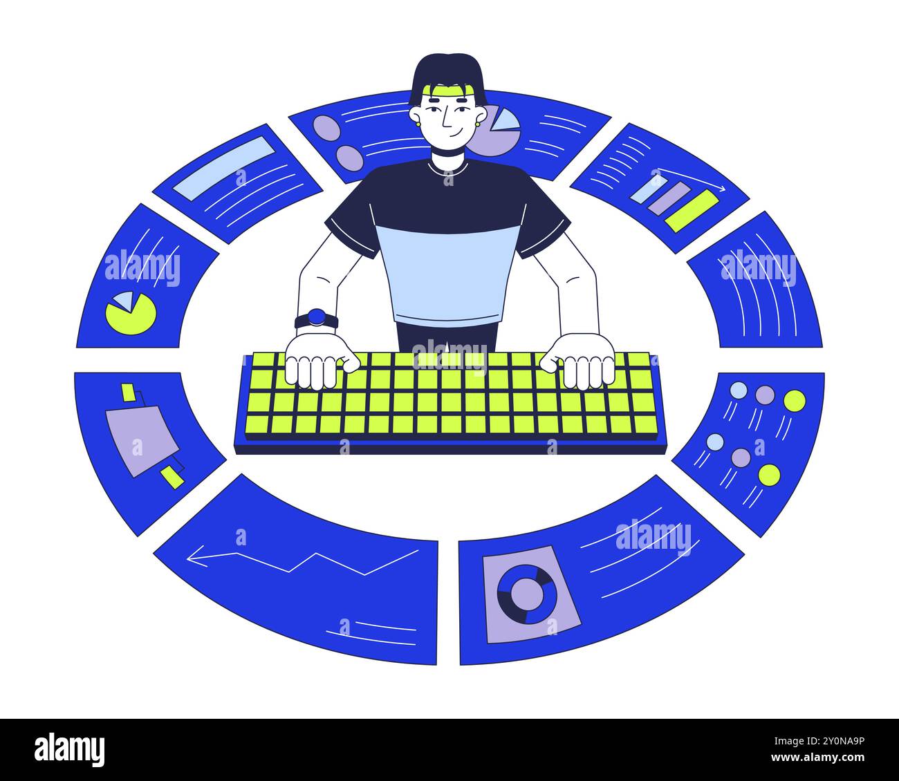 Data analytics business reports 2D illustration concept Stock Vector ...