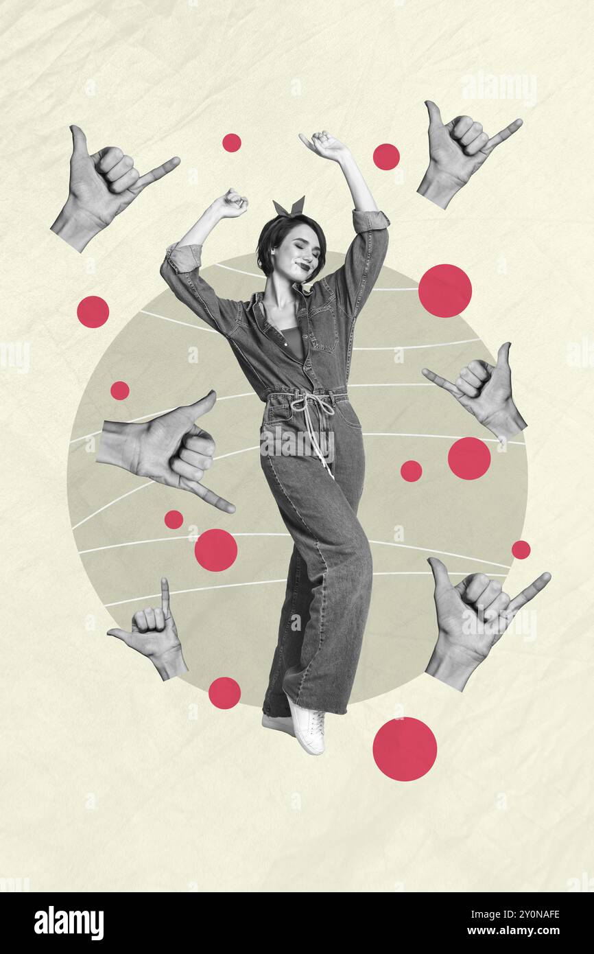 Trend artwork composite sketch photo collage of carefree party ...