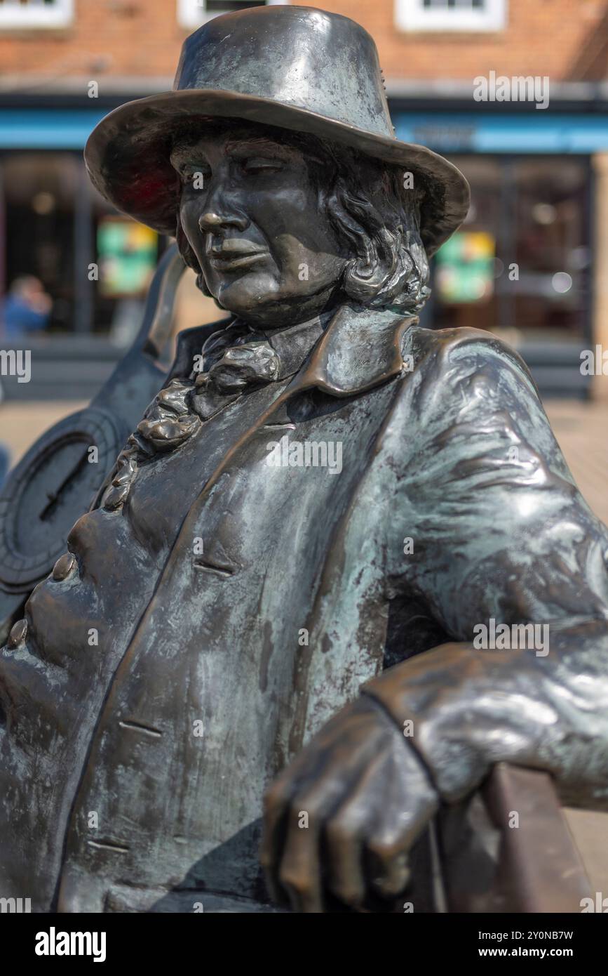 Bronze sculpture of Blind Jack on a bench in Knaresborough, North ...