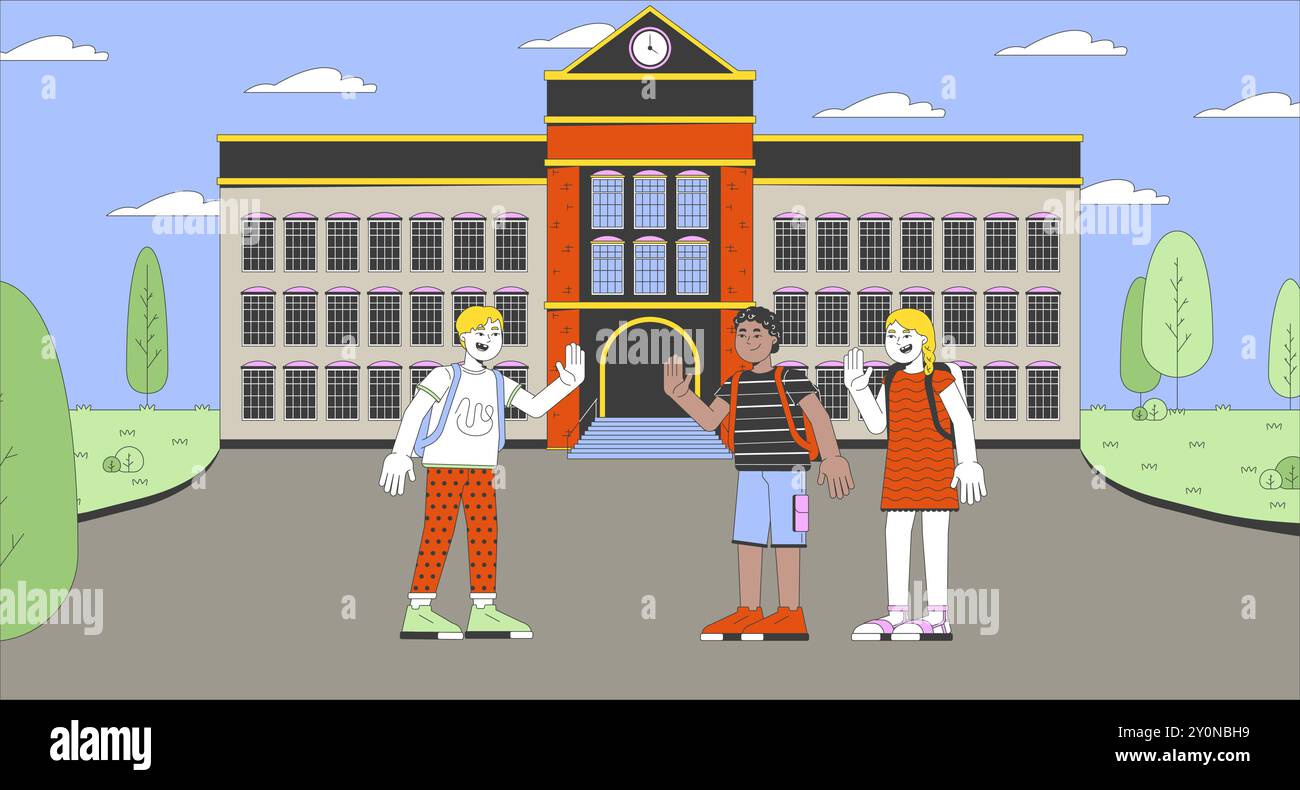 Meeting with school friends cartoon flat illustration Stock Vector ...