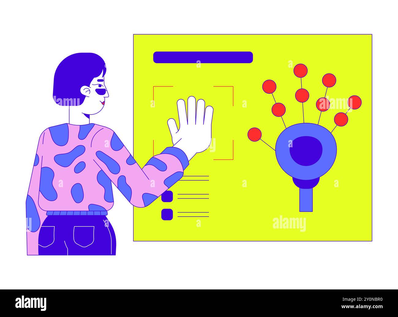 Palm scanning biometric identification cartoon flat illustration Stock ...