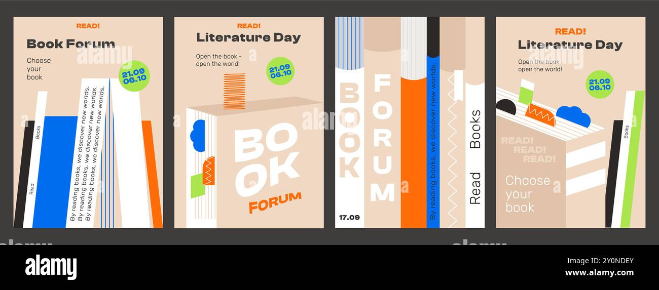 4 Abstract Posters for the Book Festival. The abstract, minimalist ...