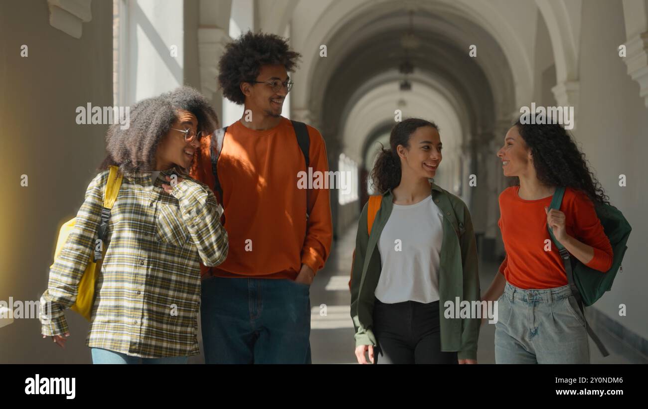 Group of multiracial students four diversity friends African American ...