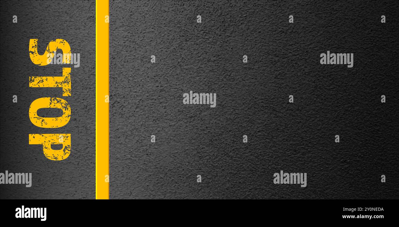 Asphalt road with stop lane marking, concrete highway surface, texture ...