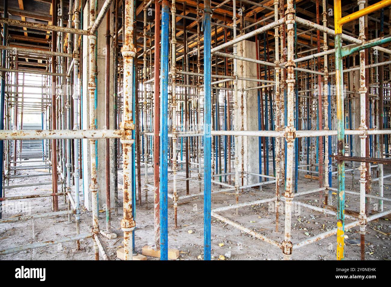Exposed scaffolding for the ceiling of the 2nd floor for pouring ...