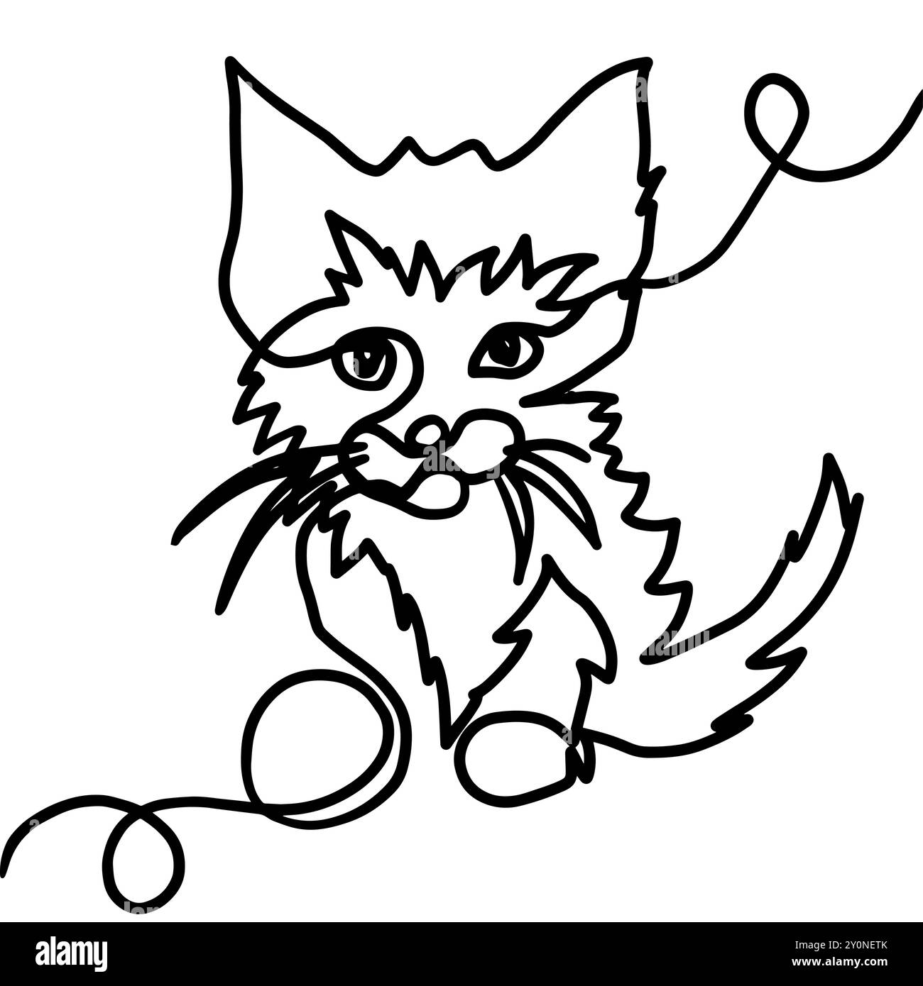 Kitten graphics object one line. hand drawing. Not AI, Vector ...