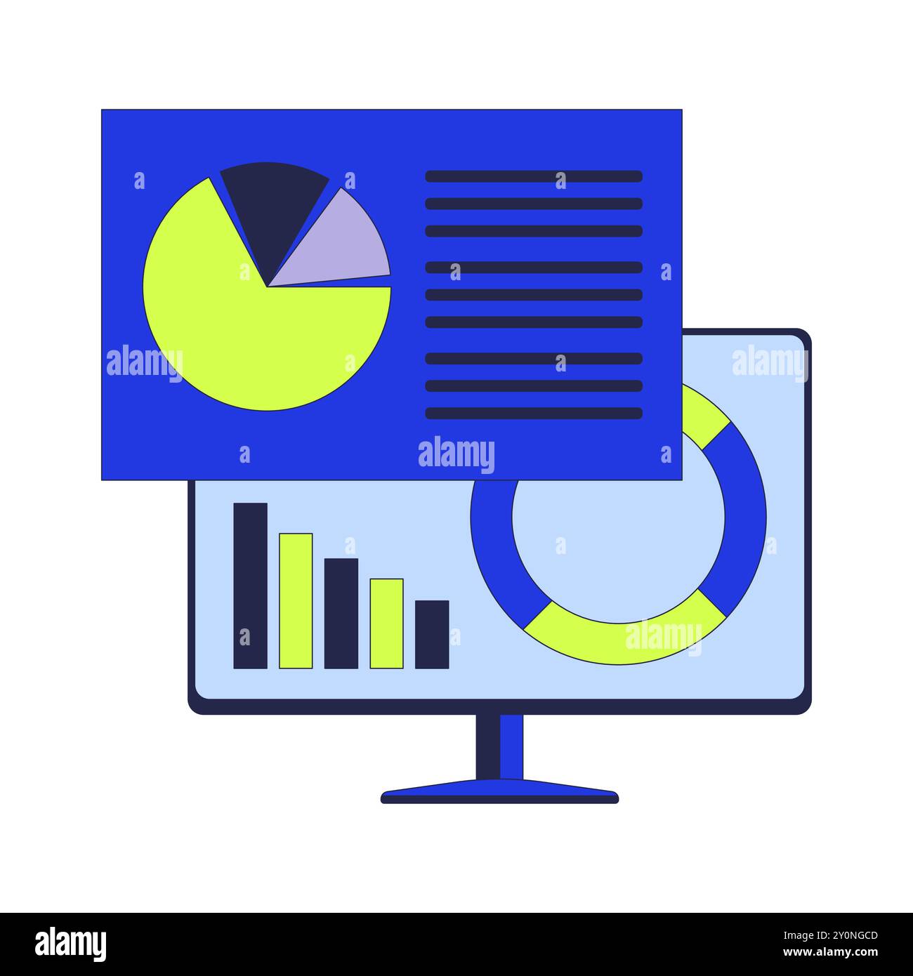 Computer Analyzing Data 2d Cartoon Object Stock Vector Image And Art Alamy