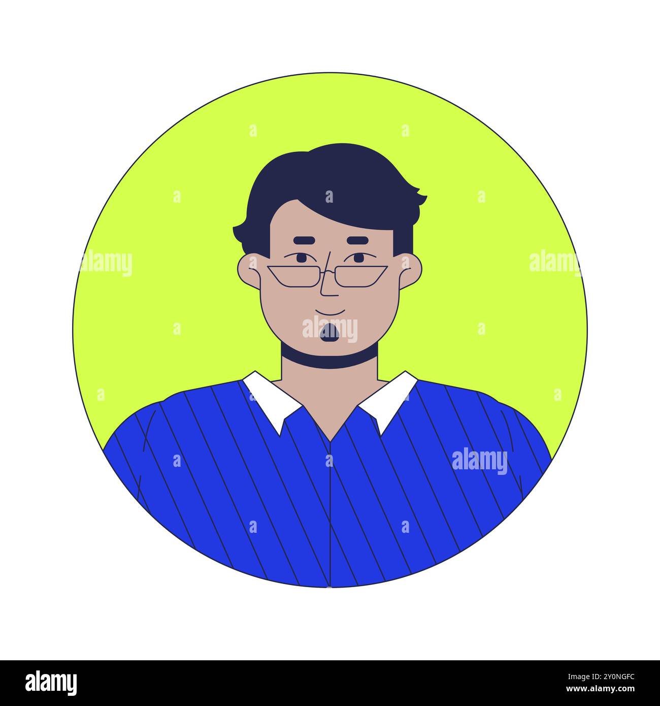 Eyeglasses arab man with soul patch beard 2D linear vector avatar ...