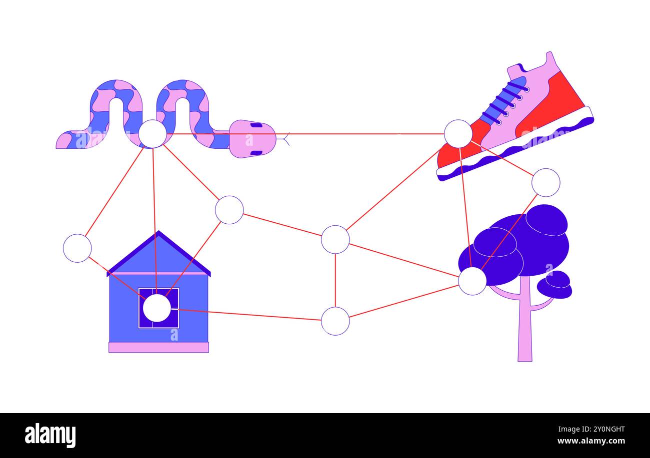 Multiple targets for eye tracking exercise 2D cartoon object Stock ...