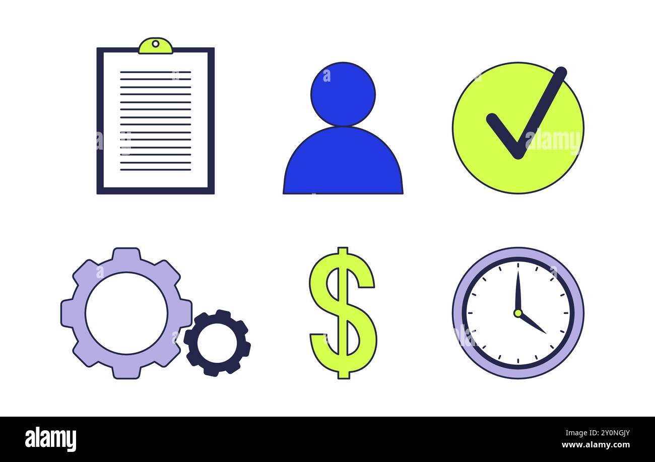 Project management 2D cartoon objects set Stock Vector Image & Art - Alamy