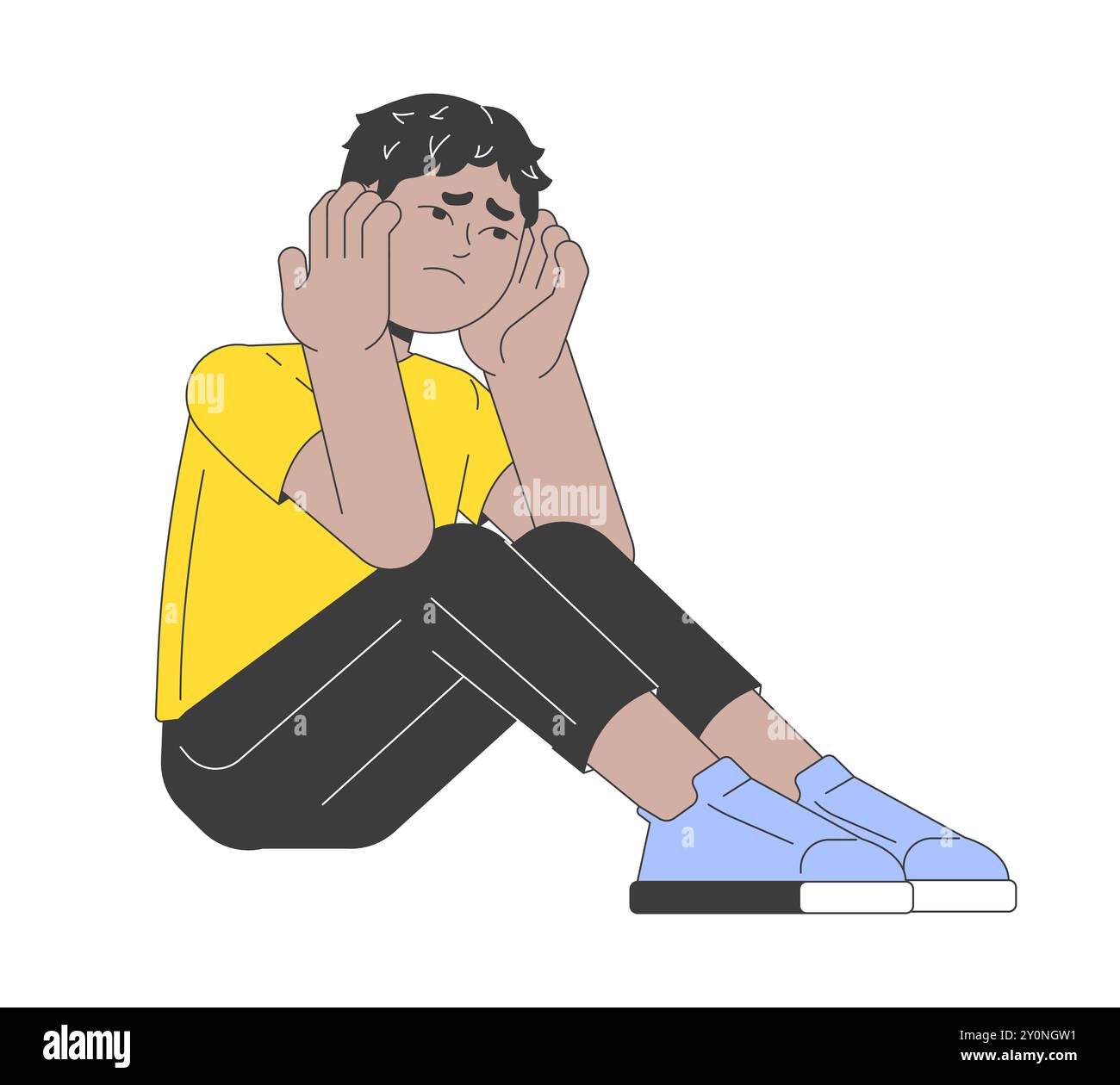 Depressed child indian 2D cartoon character Stock Vector Image & Art ...