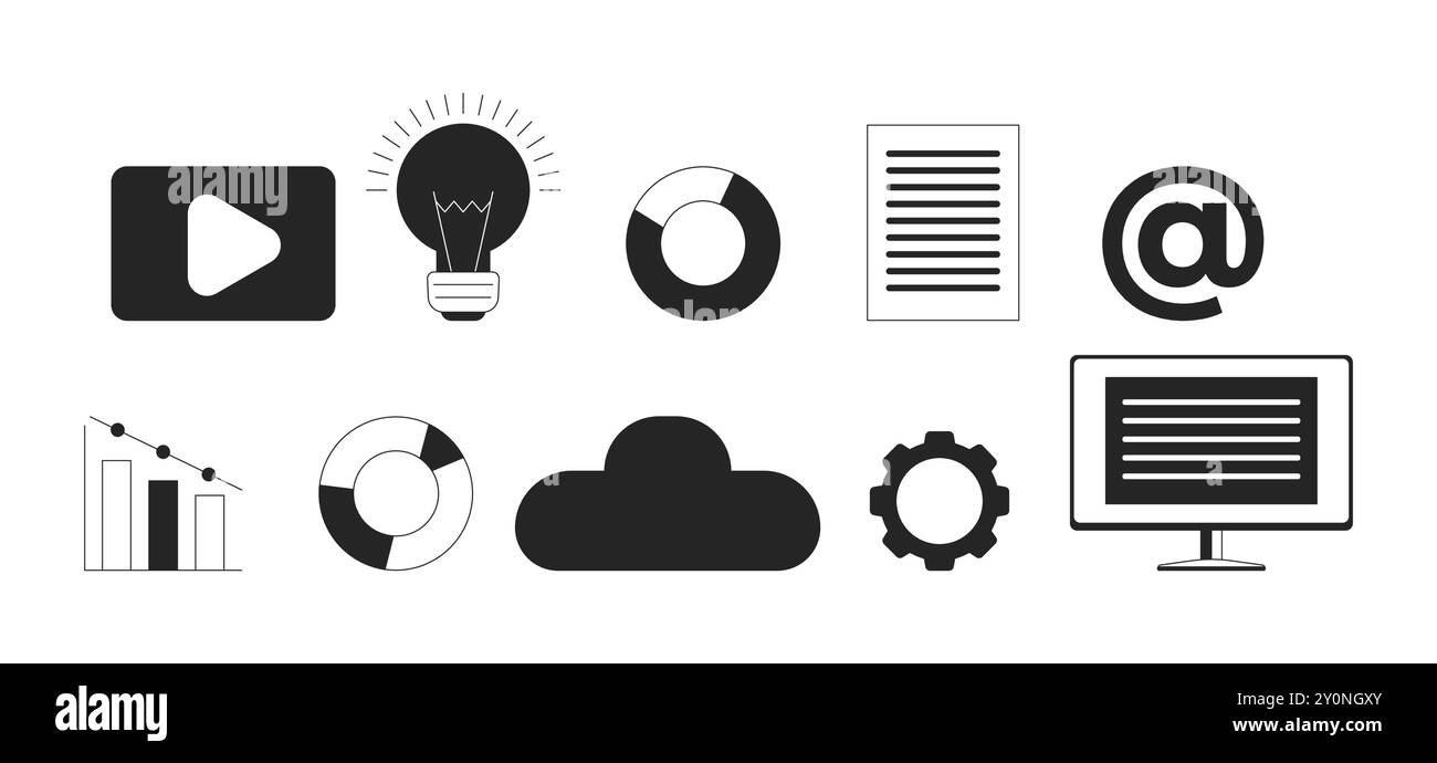 Product management black and white 2D line objects set Stock Vector ...