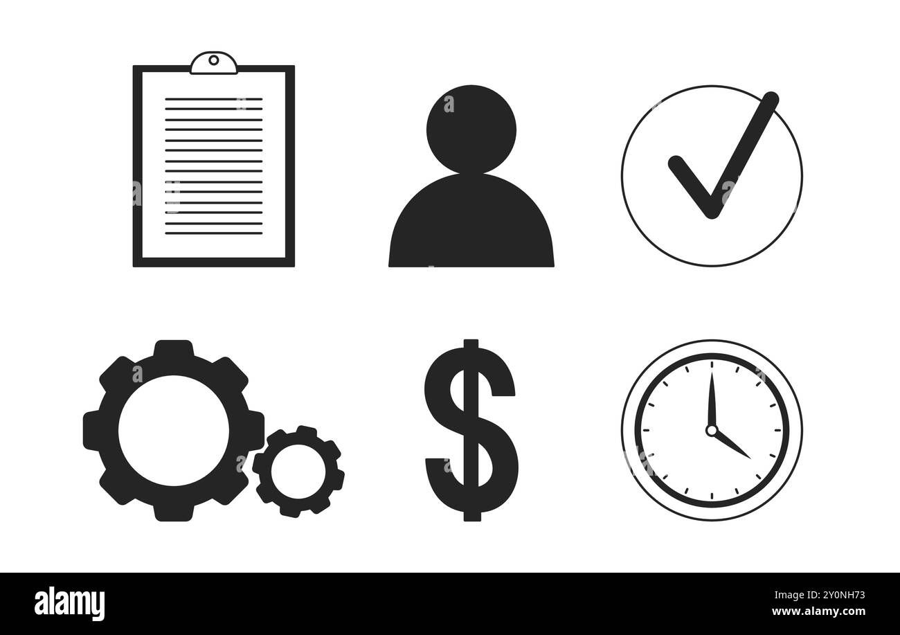 Project management black and white 2D line objects set Stock Vector Image & Art - Alamy