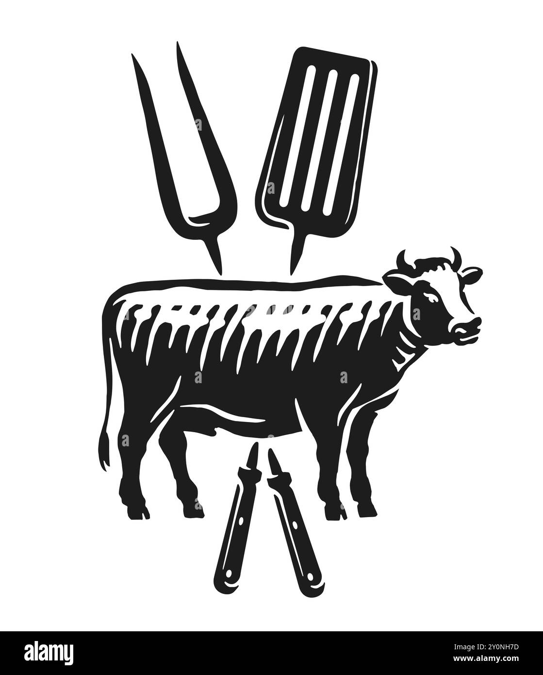 Meat bbq restaurant logo. Barbecue and grill food label, emblem and ...