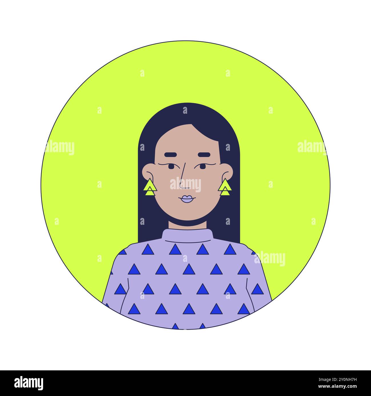 Modern middle eastern woman in pattern sweater 2D linear vector avatar ...