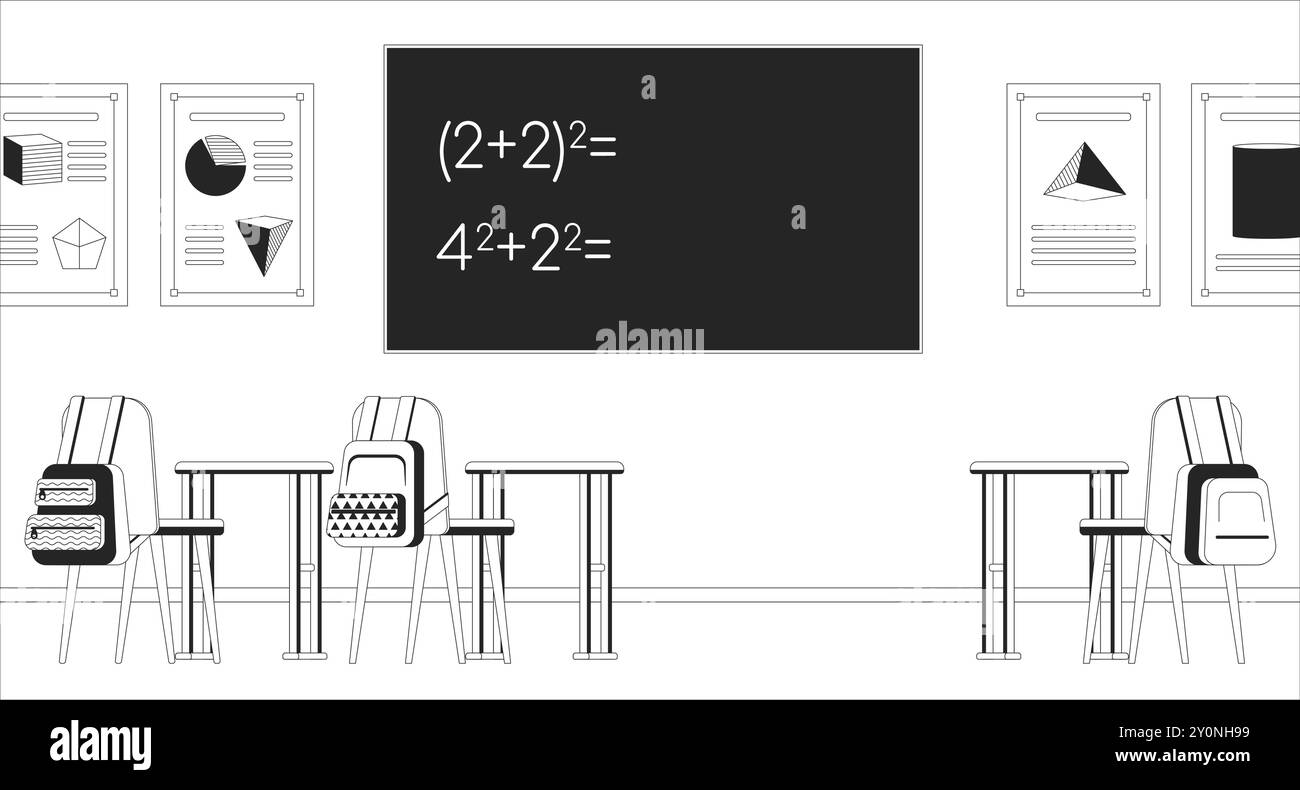 Math classroom black and white line illustration Stock Vector Image ...