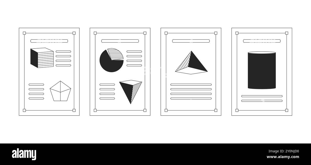 Geometry class materials black and white 2D line objects set Stock Vector Image & Art - Alamy