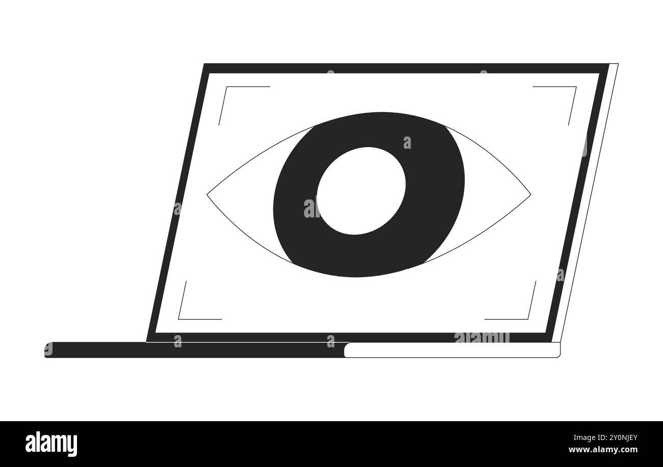 Laptop Eye Tracking Black And White 2d Line Object Stock Vector Image And Art Alamy