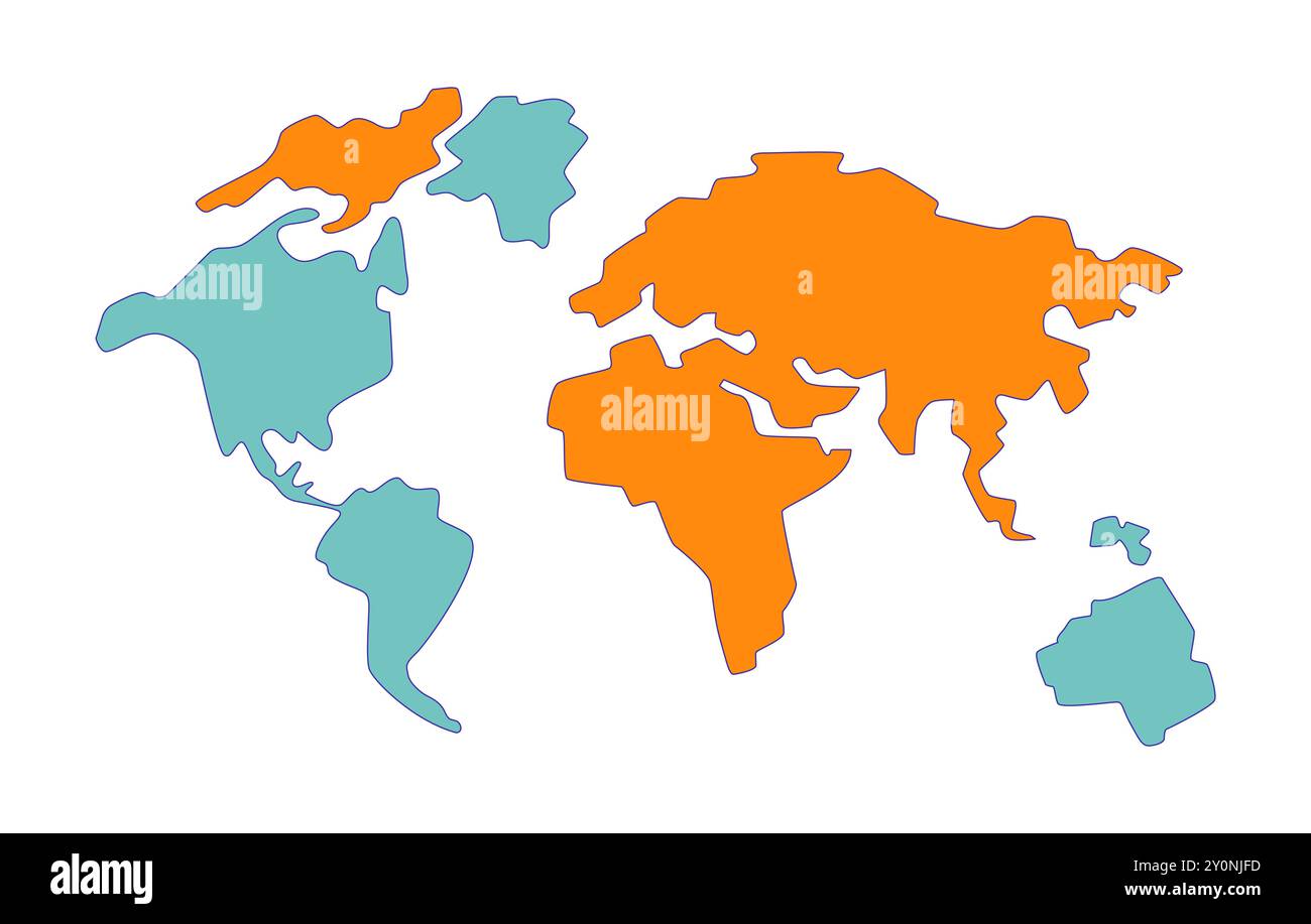 World map without distortions 2D cartoon object Stock Vector Image ...