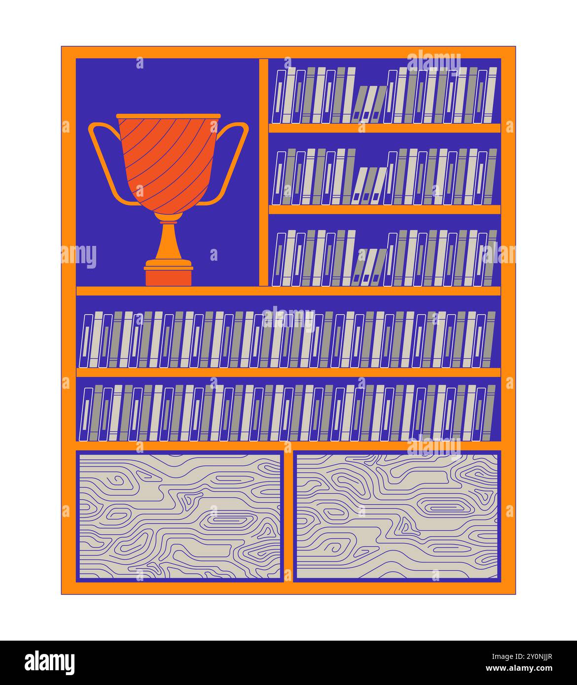 Winner cup on bookcase shelf 2D cartoon object Stock Vector Image & Art ...