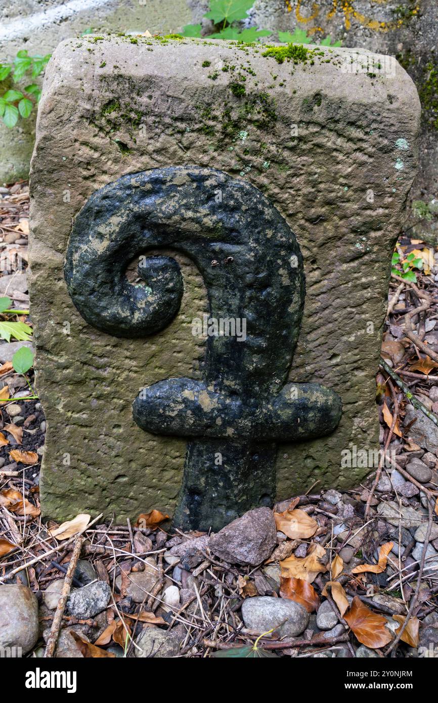 The boundary stone No. 12 from 1488 at Lange Erlen park, Kleinbasel ...