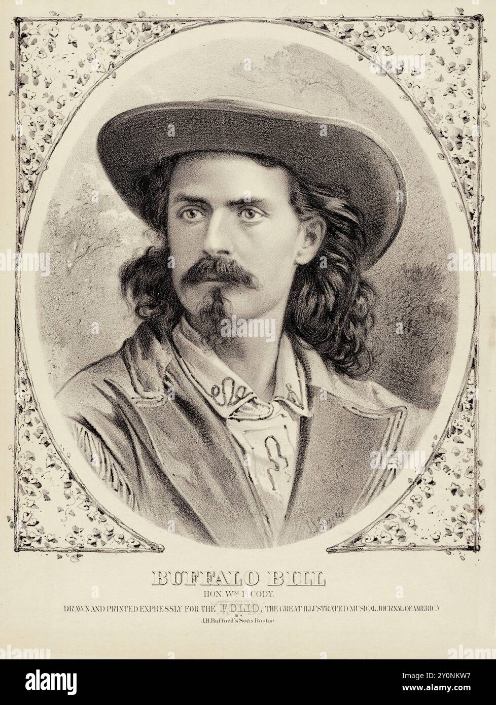 Illustrated portrait of Buffalo Bill aka William Frederick Cody, 26 Feb ...