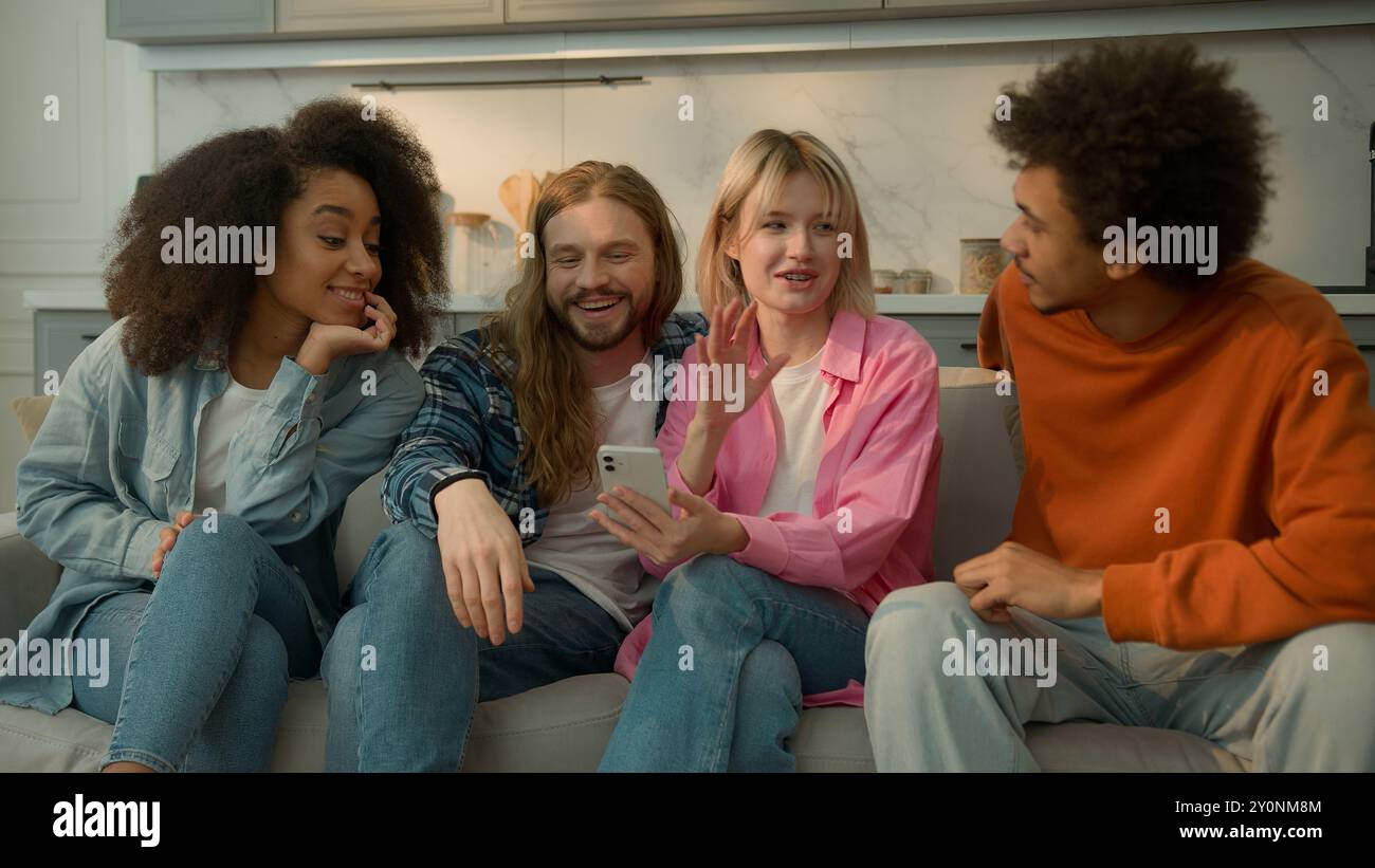 Multiracial group of people diversity friends four buddies Caucasian ...
