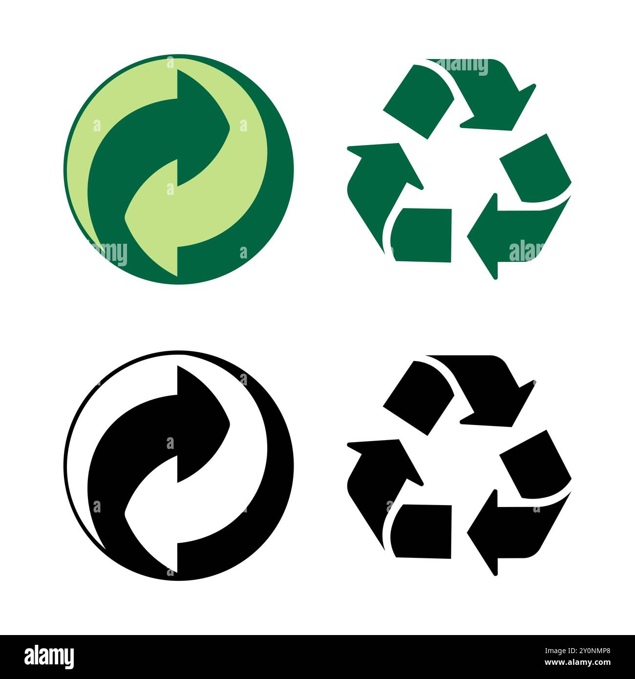 Packaging recycling icons. Isolated green and black packing recycle ...
