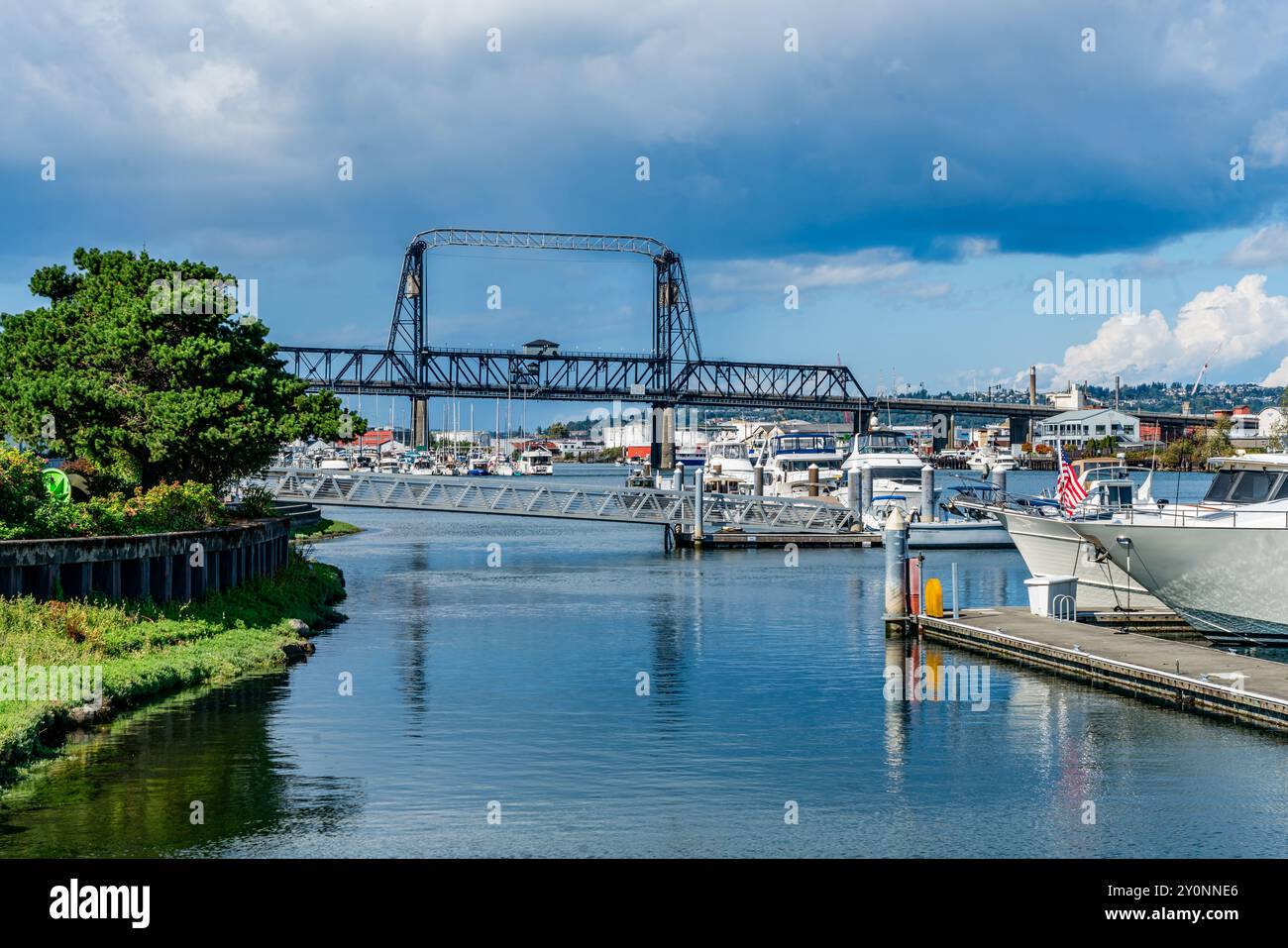 A view of the Murray Morgan brdige in Tacoma, Washington Stock Photo ...