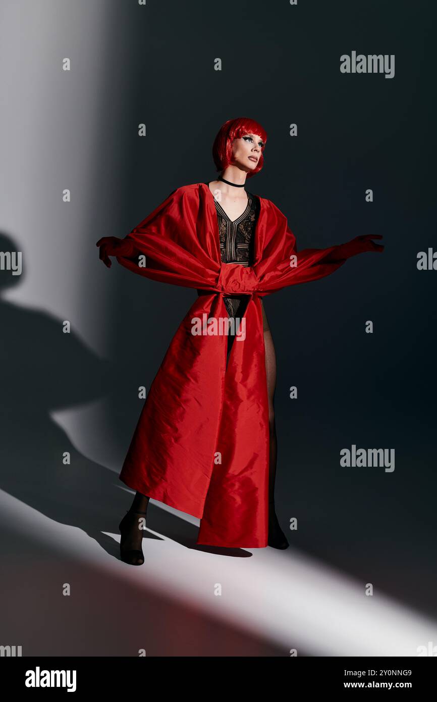 An attractive drag queen dazzles with confidence, striking a pose in ...