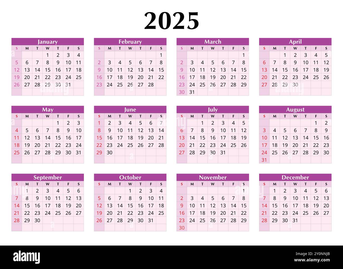 12 Months Calendar 2025