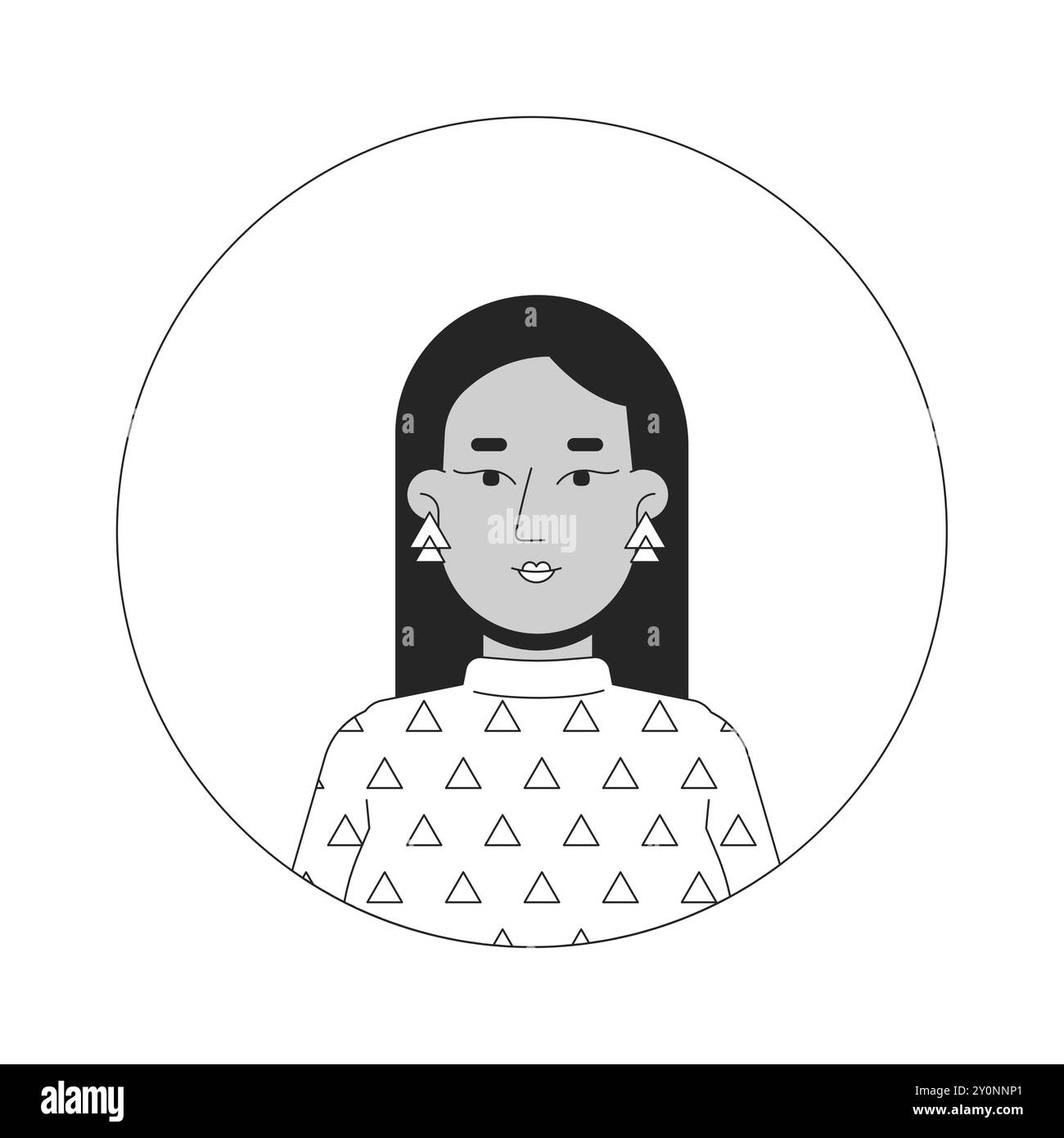 Modern middle eastern woman in pattern sweater black and white 2D ...