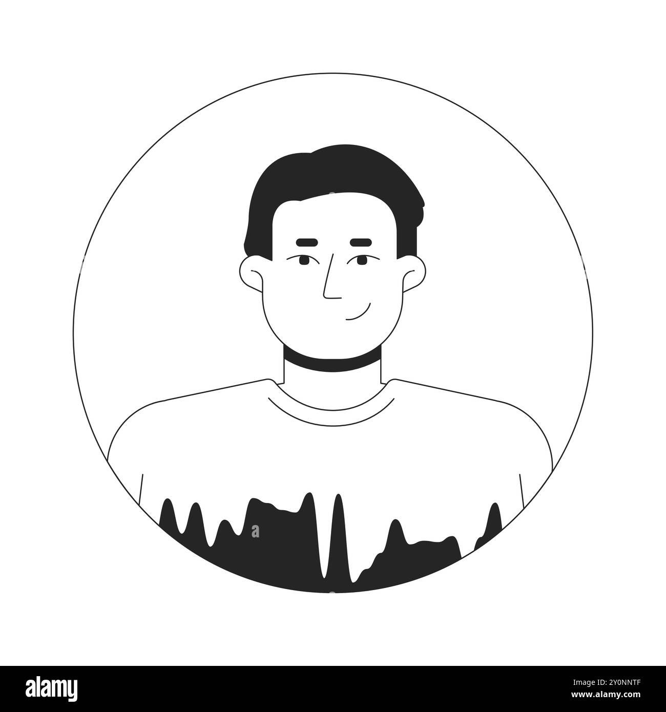 Caucasian man with neat sleek haircut black and white 2D vector avatar ...
