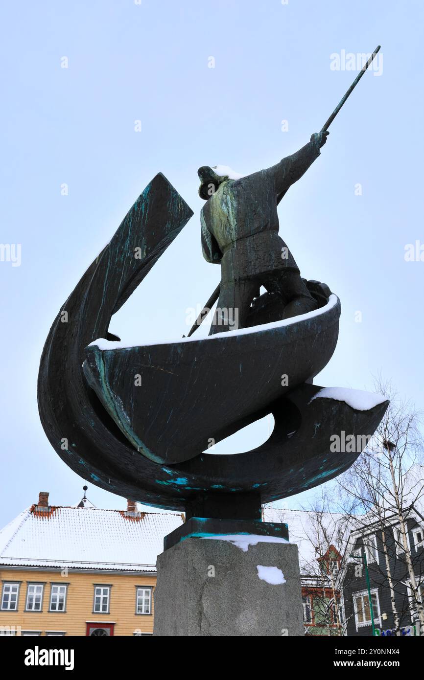 The Arctic Hunter statue, (Fangstmonument), Stortorget, 9008, Tromso ...