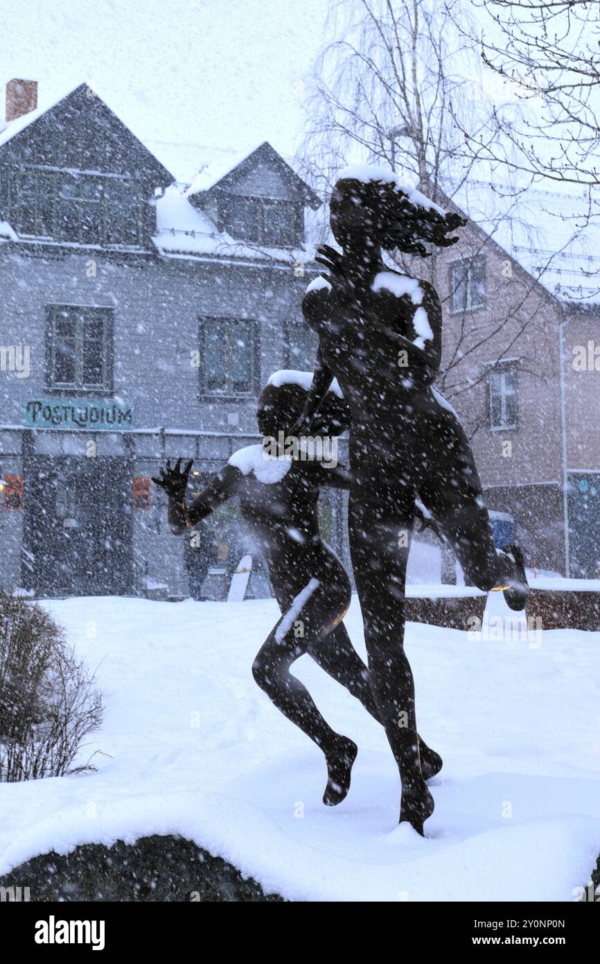 The Runners statue, Skippergata, 9008, Tromso city, Northern Norway ...