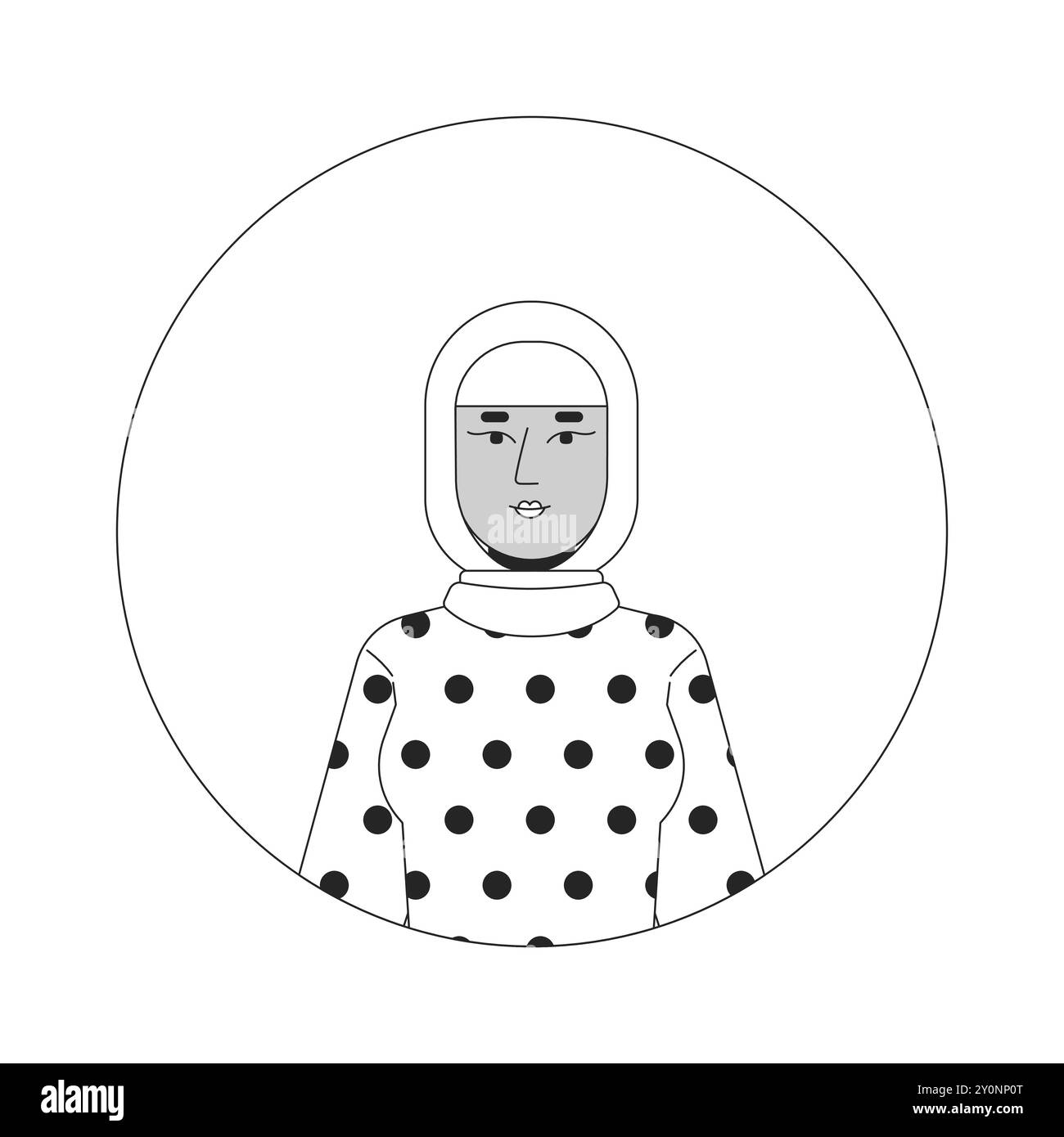 Muslim woman hijab black and white 2D vector avatar illustration Stock ...