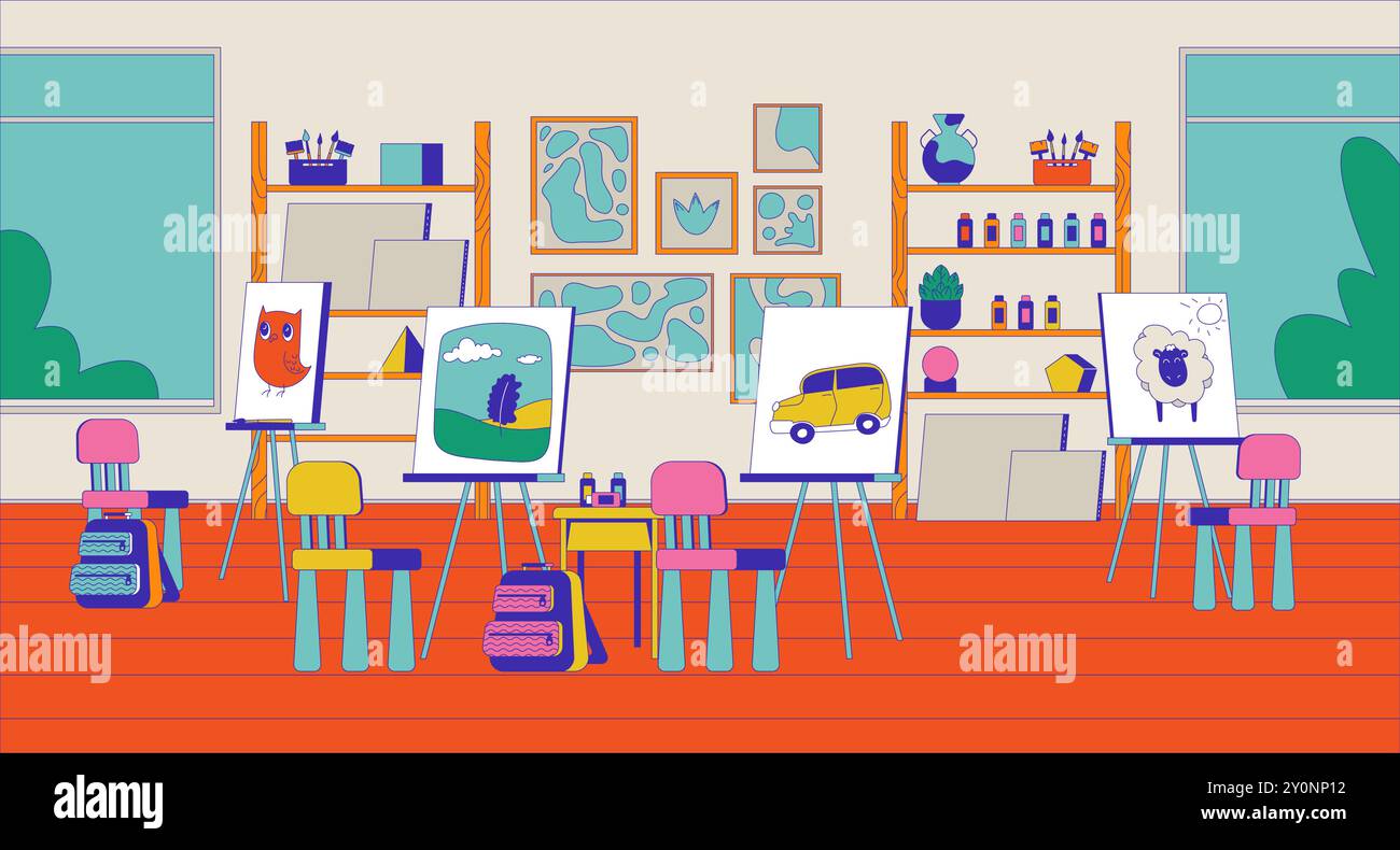 Easels art studio cartoon flat illustration Stock Vector Image & Art ...