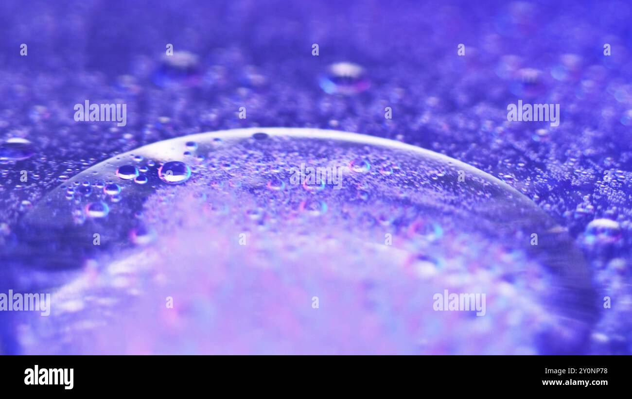 Gel bubbles. Oil foam. Blur purple blue color translucent fizzy ink ...