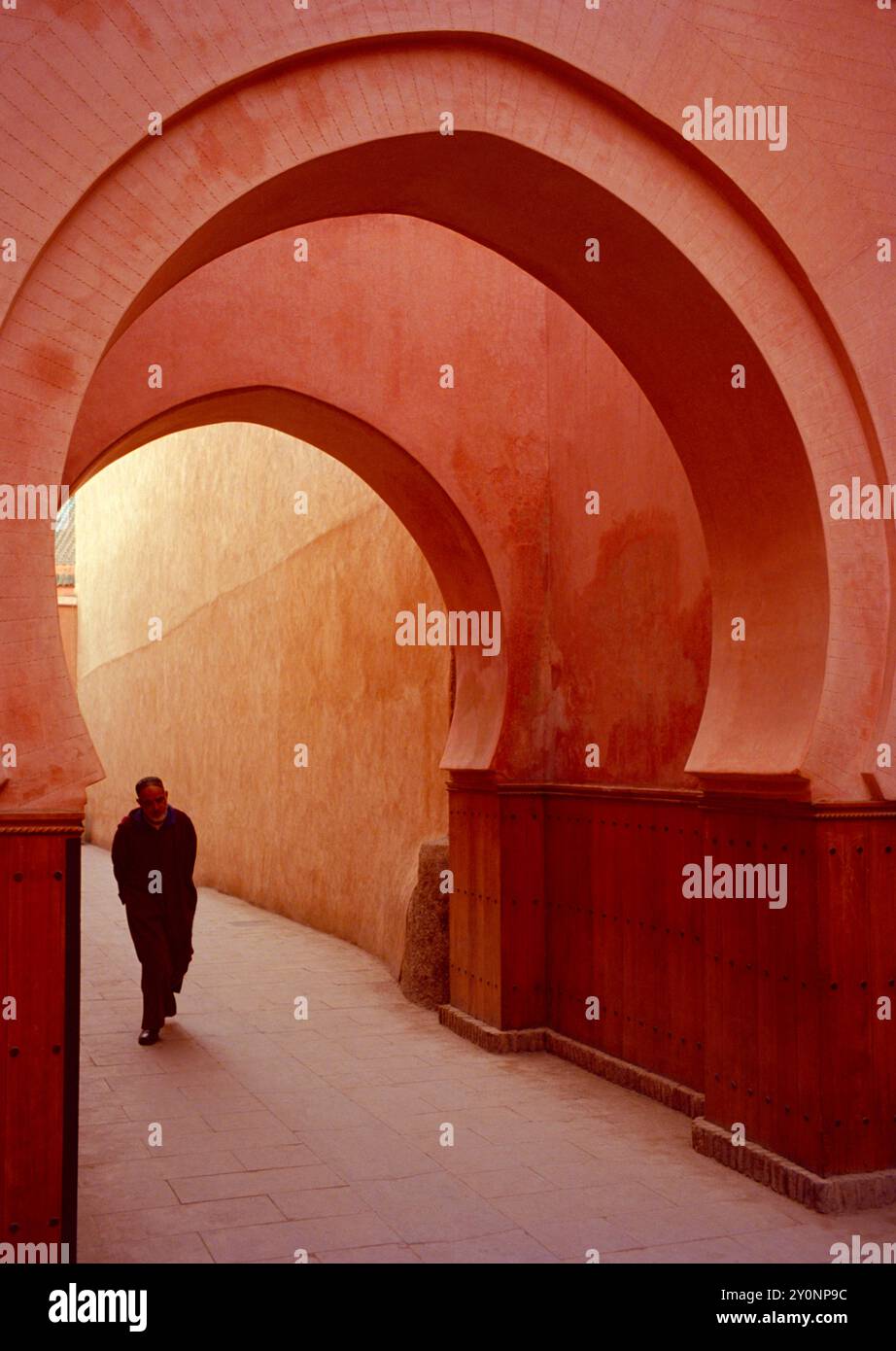 Street life in the traditional souk or casbah of Marrakesh in Morocco ...