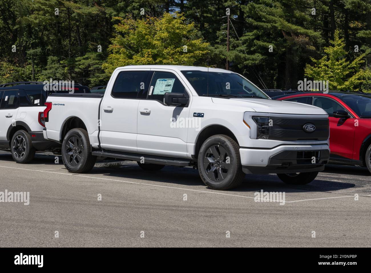 Indianapolis - September 1, 2024: Ford F-150 Lightning FLASH EV display ...