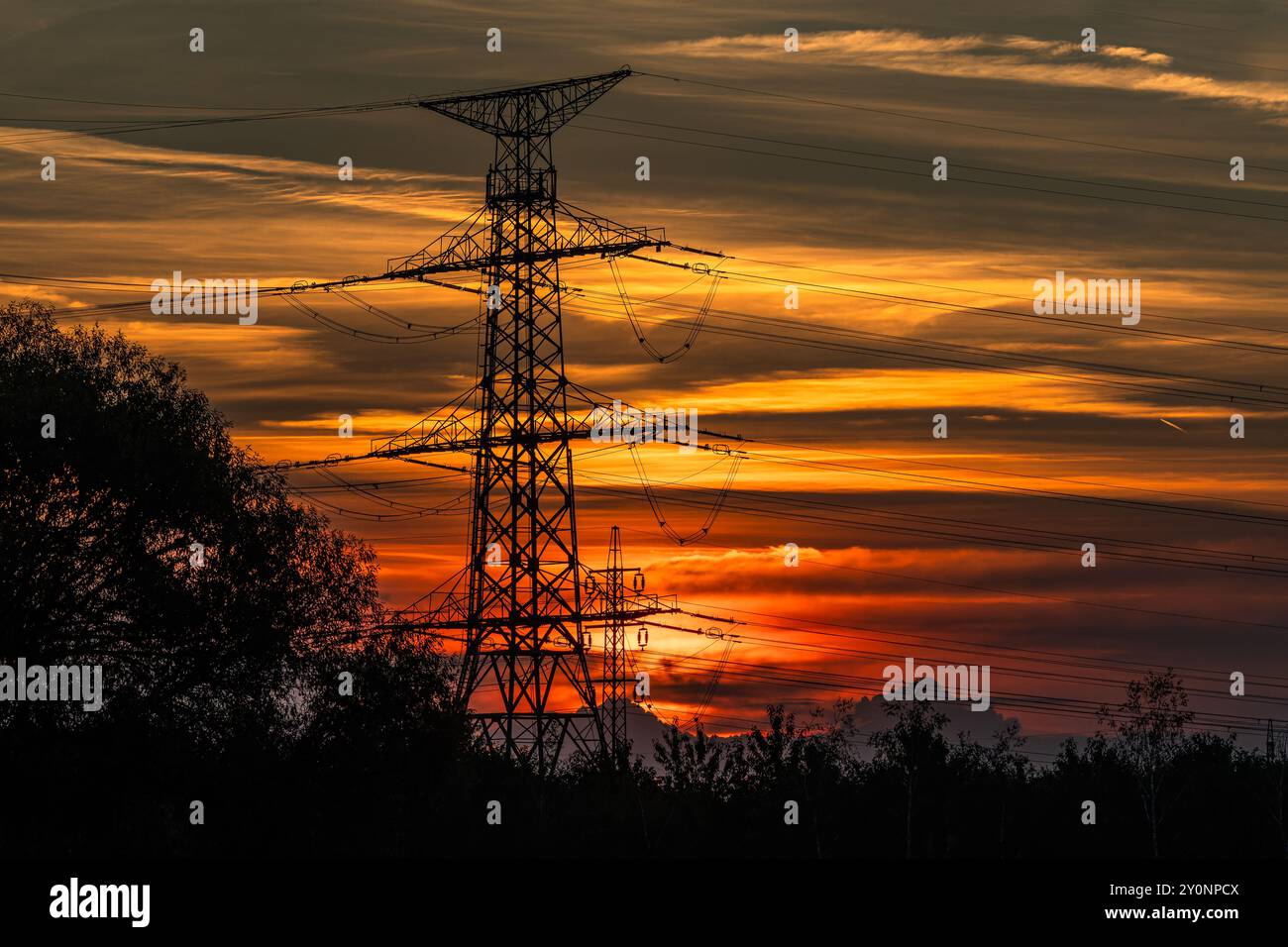 Dramatic sunset sky with dark red, orange and yellow colors. High ...
