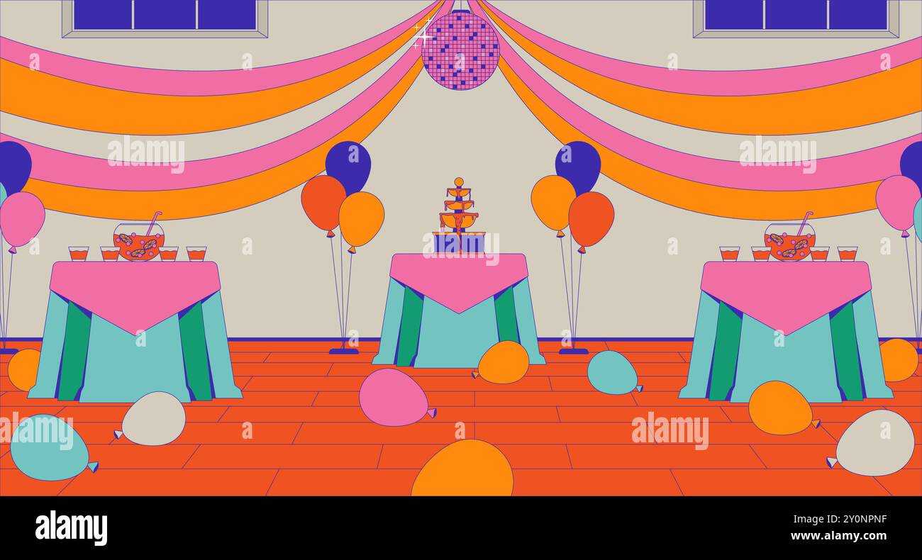 Highschool prom party interior cartoon flat illustration Stock Vector ...