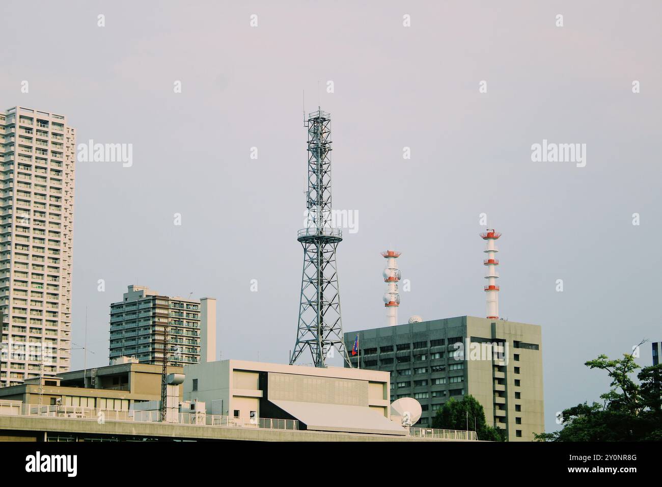 Top View of Skyscrapers, Telecommunication Towers and Residential ...