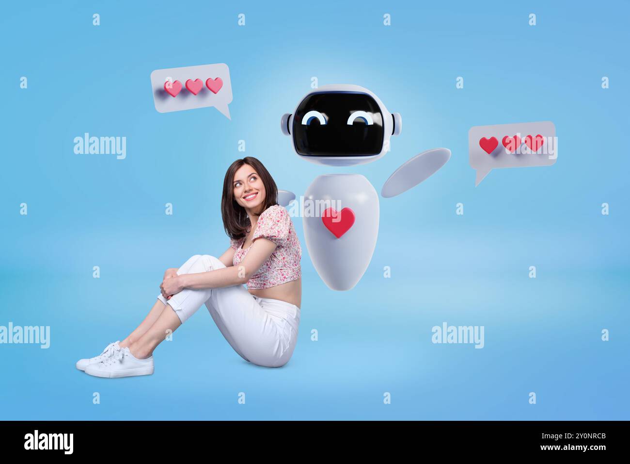 Composite trend artwork 3D sketch photo collage of robot assistant ...