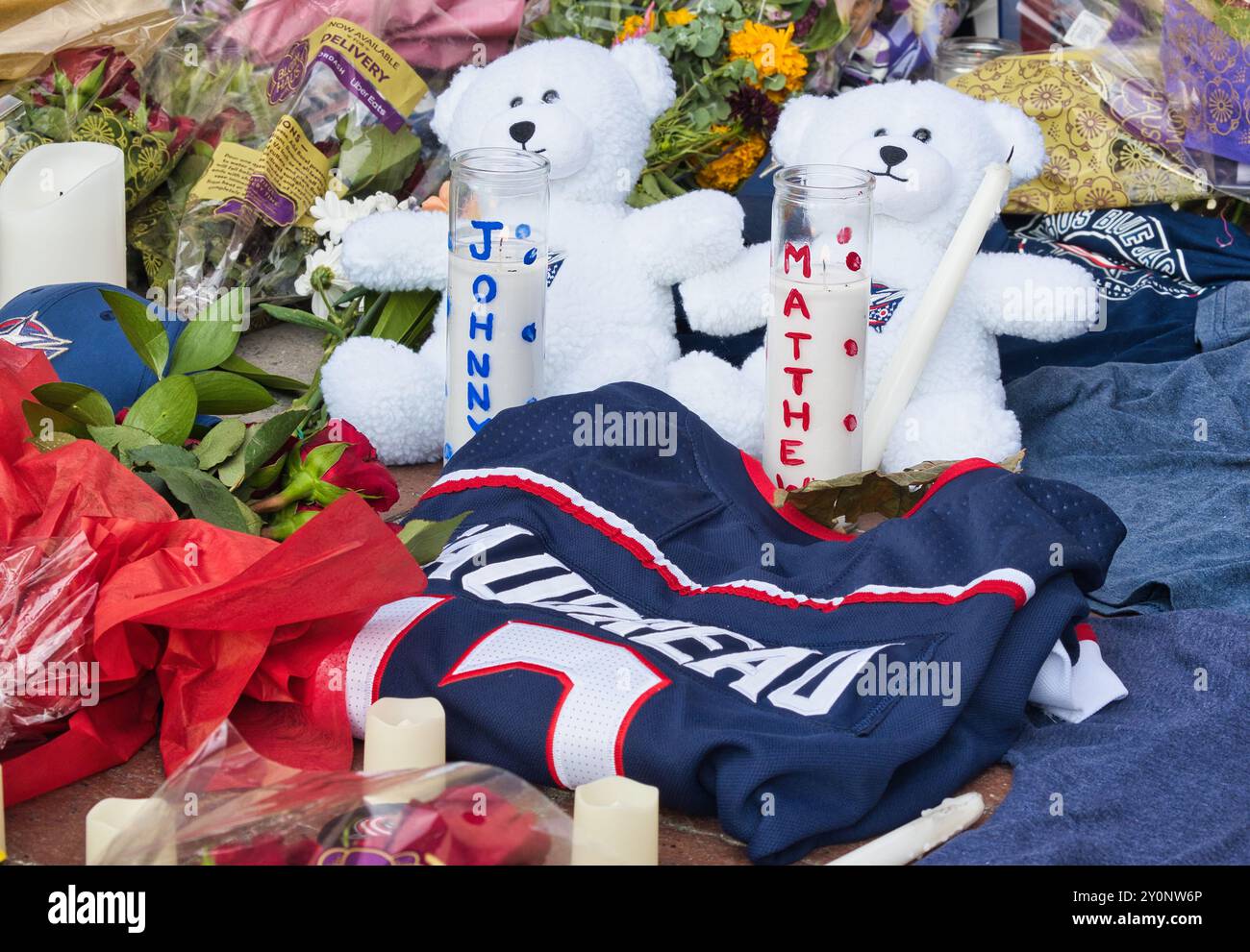 A memorial Columbus Blue Jackets forward Johnny Gaudreau and his ...
