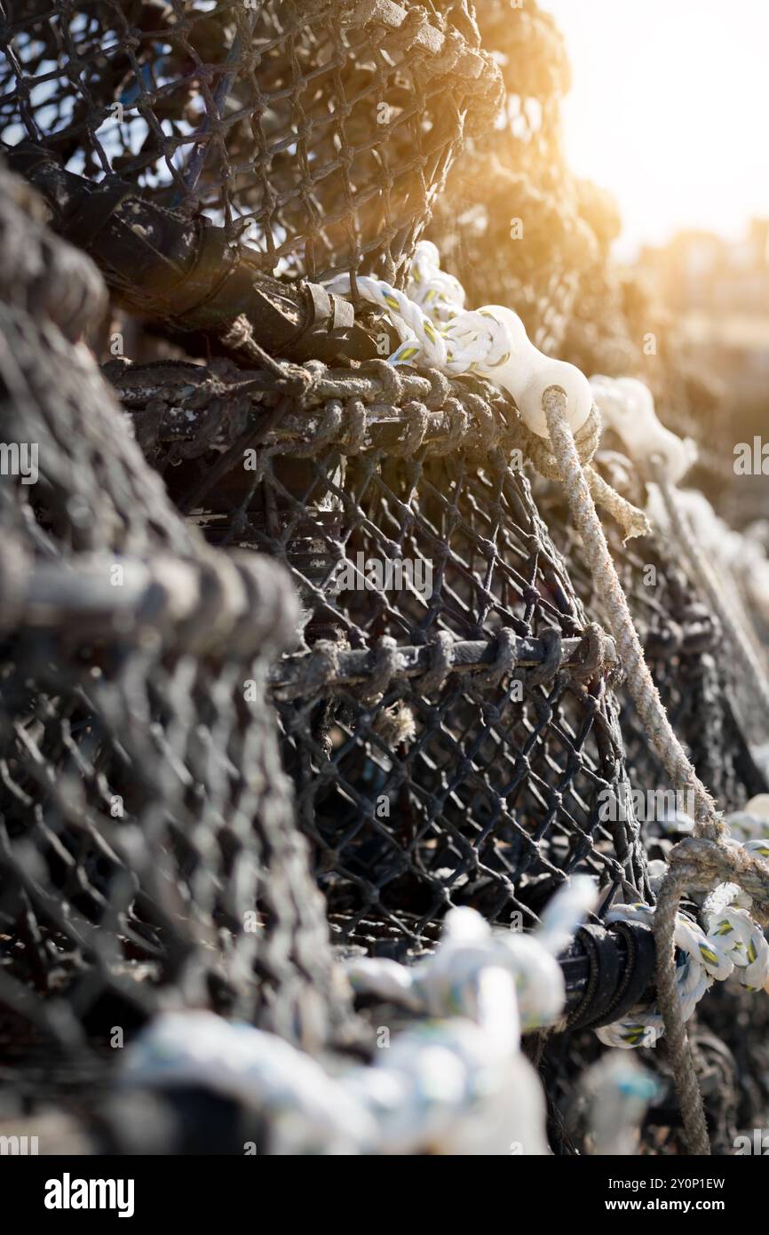 Lobster pots - a maritime scene depicting harbour side equipment ...