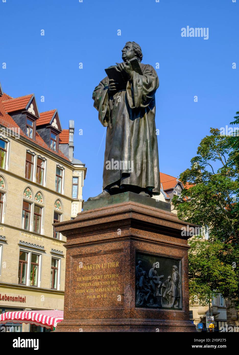 Statue of Martin Luther with opened Bible, Anger square, Erfurt ...