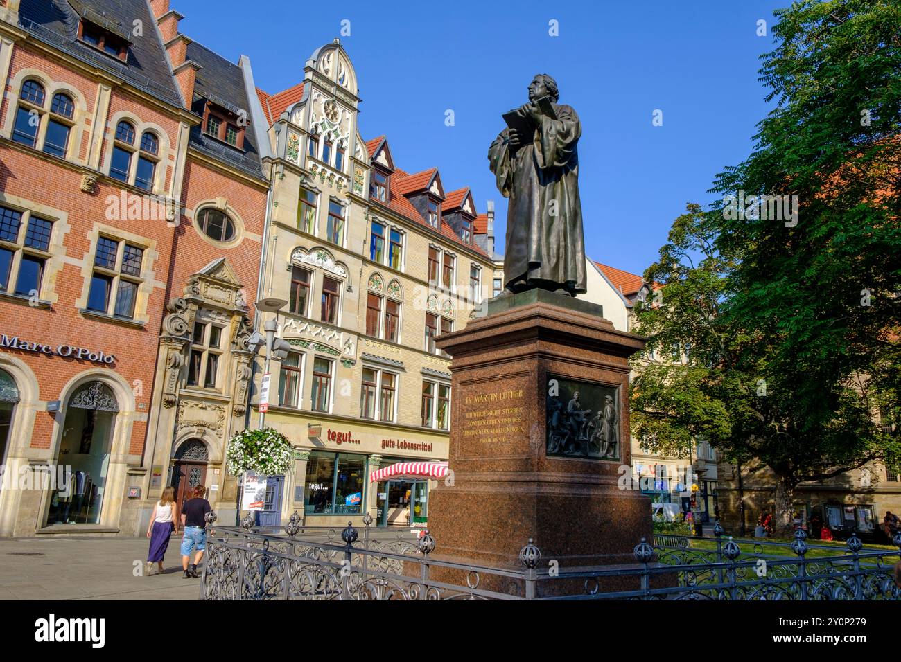 Statue of Martin Luther with opened Bible, Anger square, Erfurt ...