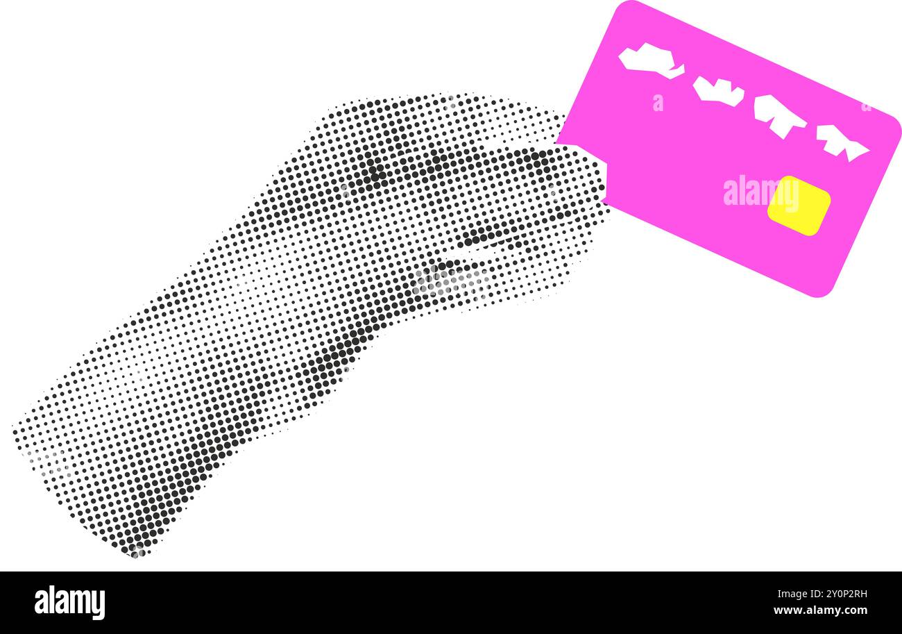 Hand holding credit debit card collage element vector illustration ...